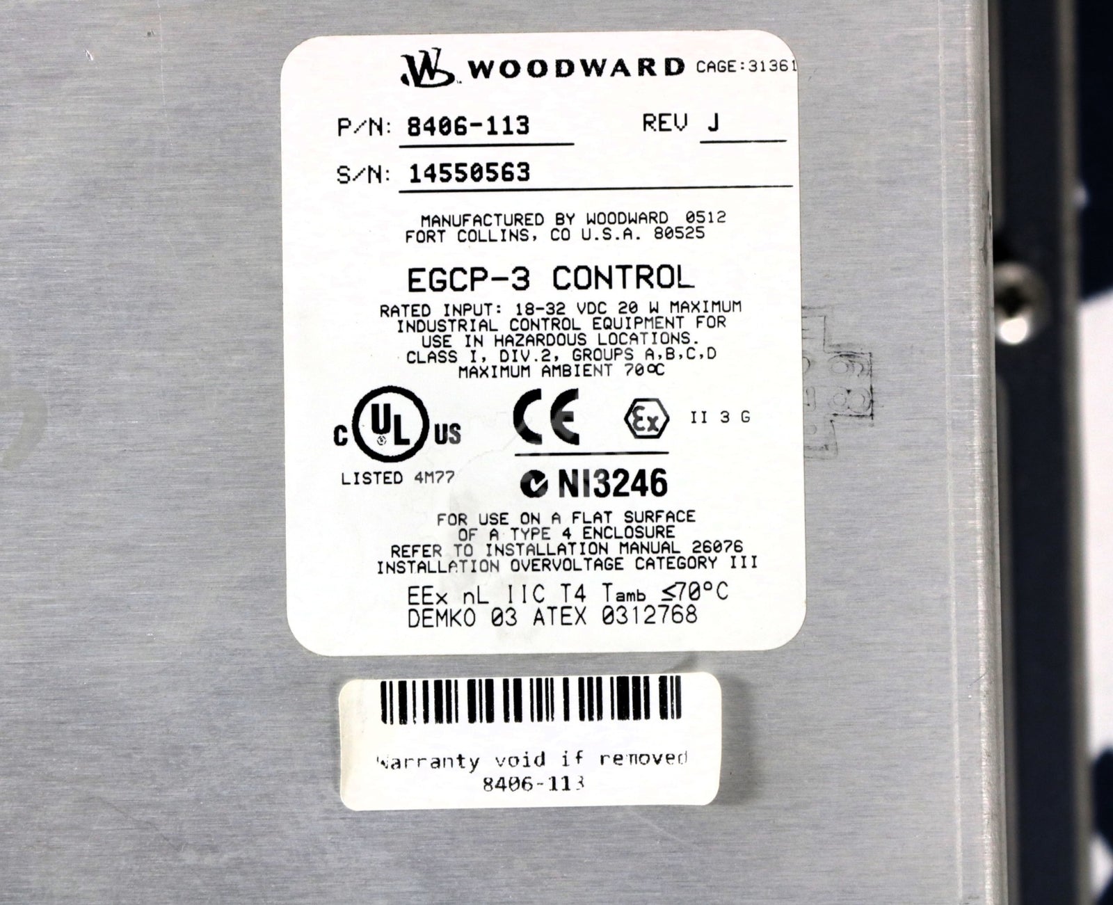 8406-113 by Woodward Dual Display MC Control Operator Interface EGCP-3 ...