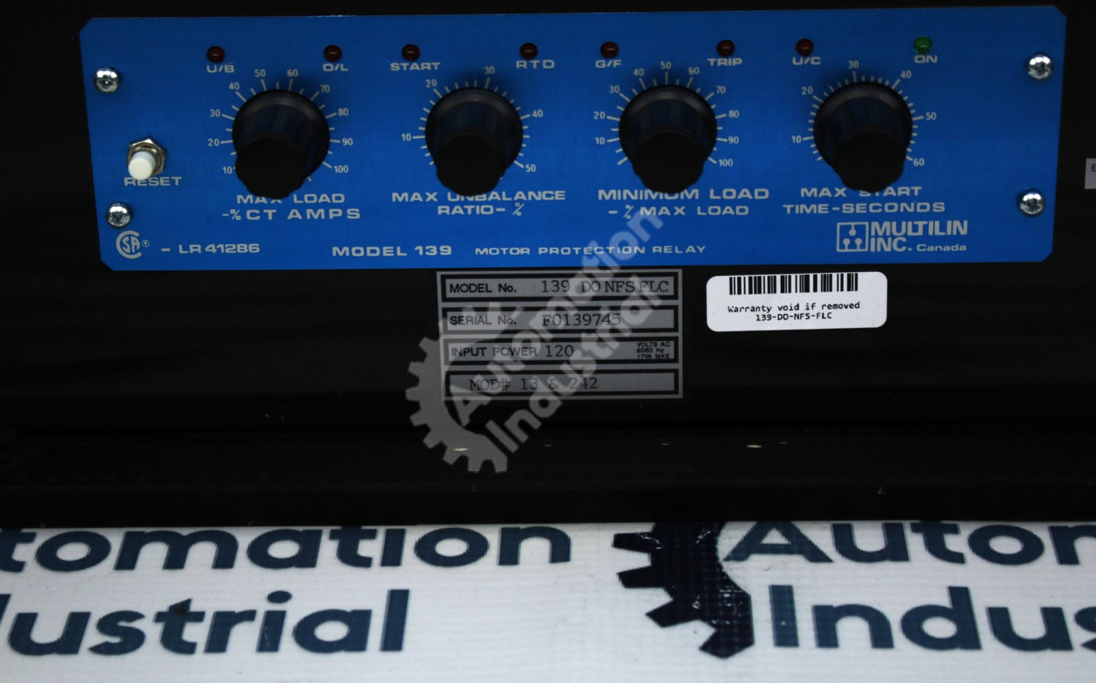 GE Multilin 139-DO-NFS-FLC Motor Protection Relay – Automation Industrial