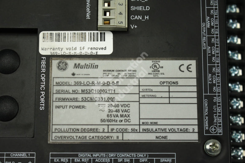 GE Multilin 369-LO-R-M-0-D-0-E Motor Management Relay – Automation ...