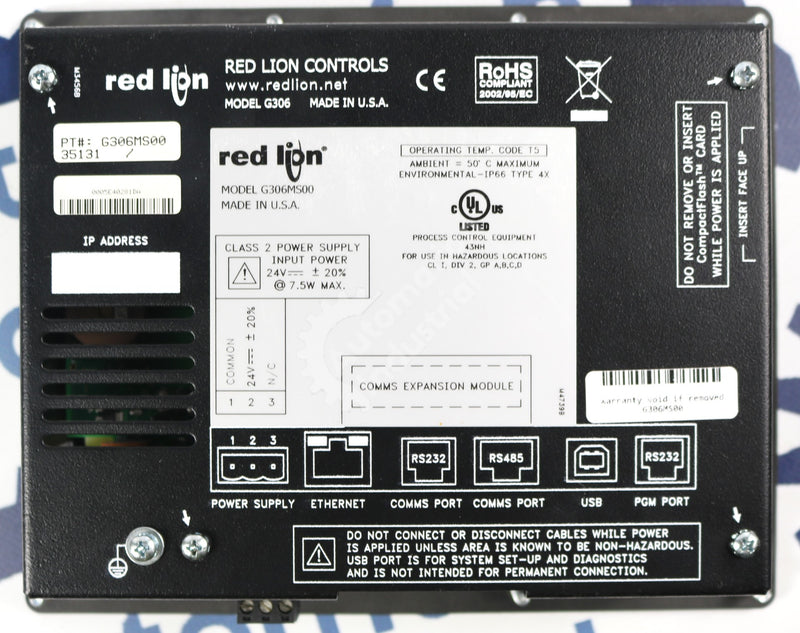 G306MS00 by Red Lion 6 Inch Operator Interface G3 Series HMI ...